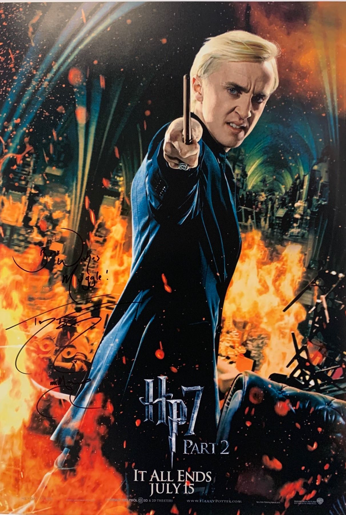 Tom Felton Autograph Signed Harry Potter Poster