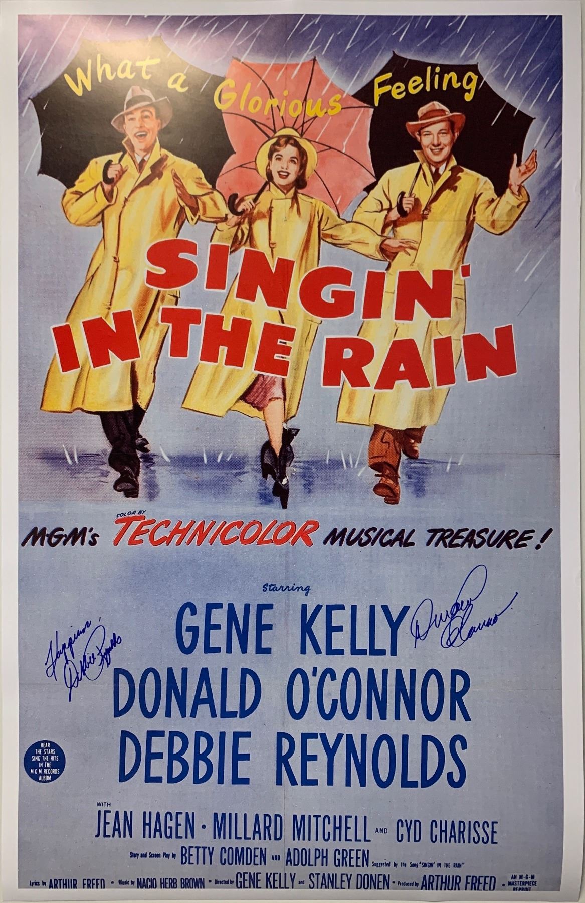 Debbie Reynolds Autograph Signed Singing In the Rain Poster
