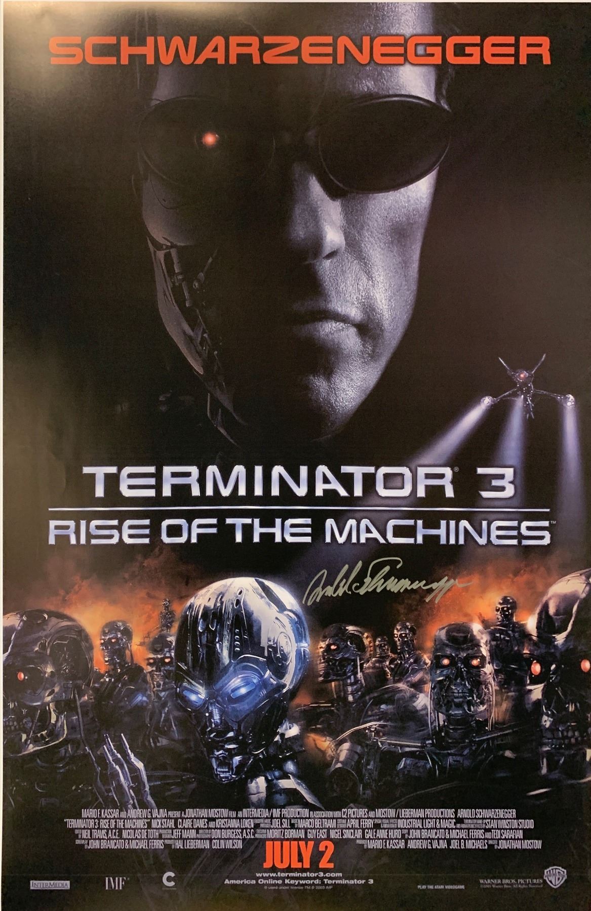Arnold Schwarzenegger Autograph Signed Terminator Poster