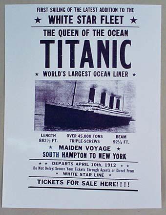 PHOTO REPRINT OF TITANIC TICKETS FOR SALE POSTER