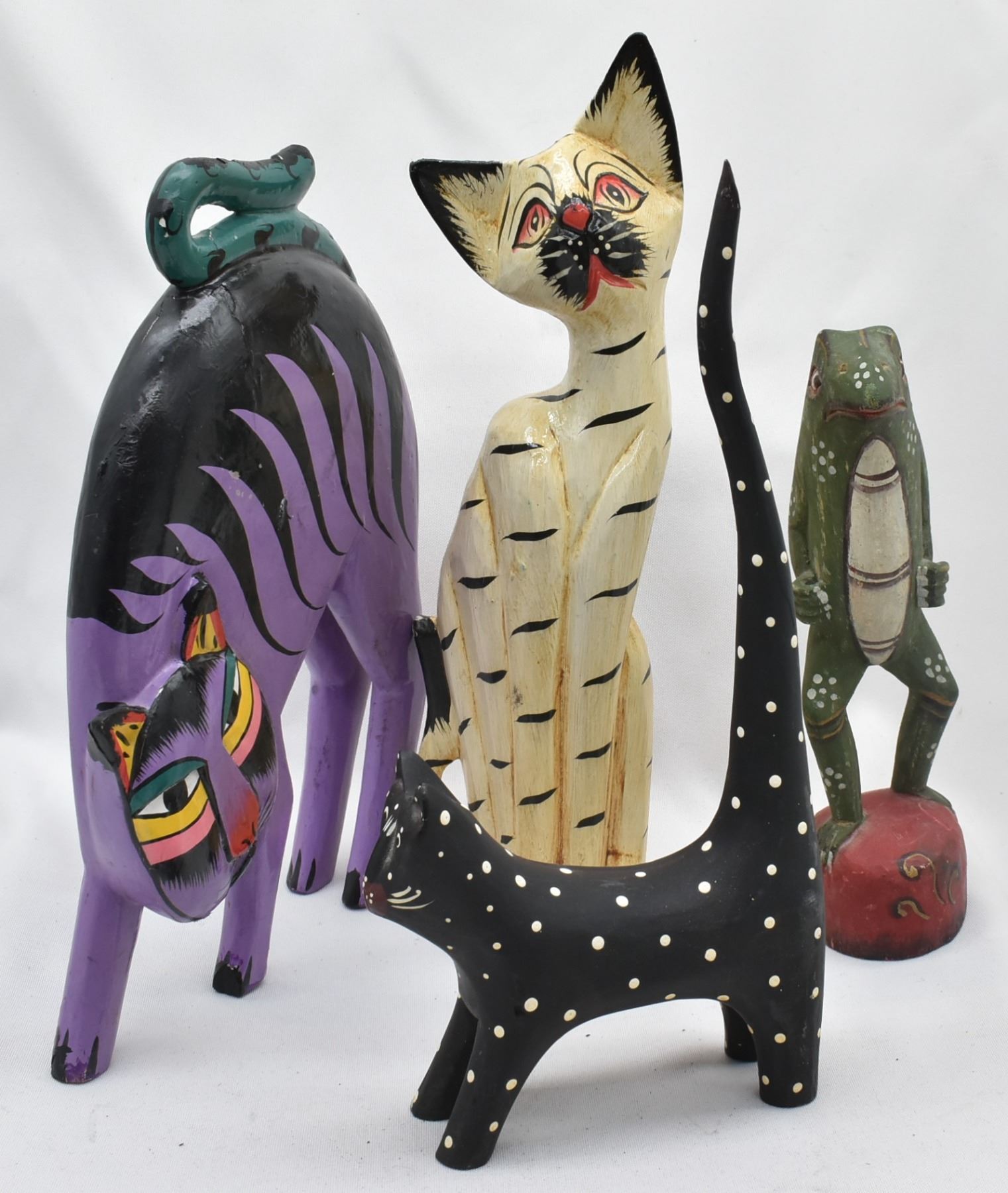 4 Balinese Carved Wood Animals