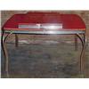 VINTAGE RETRO RED FORMICA AND CHROME TABLE W/ 2 LE