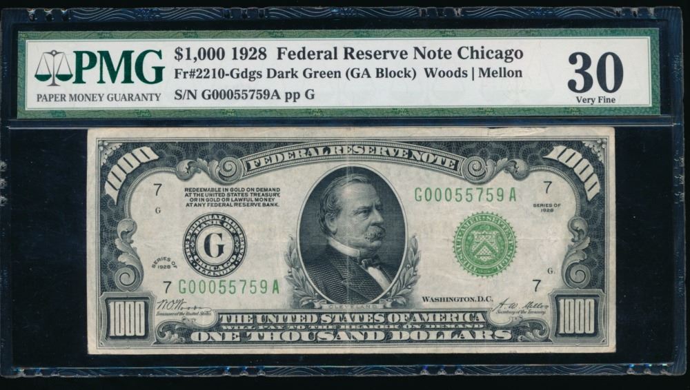 1928 $1000 Chicago FRN PMG 30
