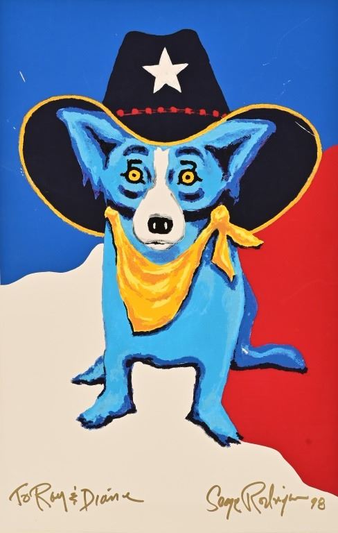 George Rodrigue Blue Dog Texas Ranger Lithograph