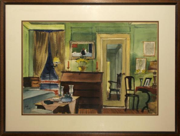 Joseph Barber, Interior, Pastel Drawing