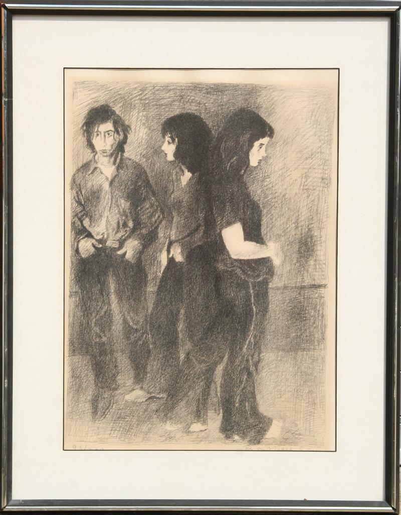 Raphael Soyer, Standing Around, Lithograph