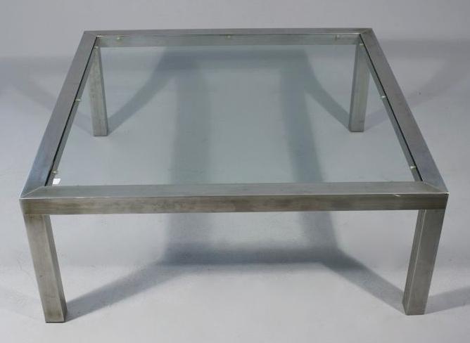 A Contemporary Stainless Steel Low Table.