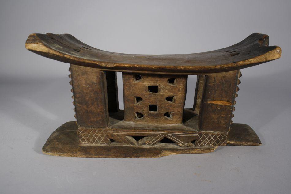 An African Carved Hardwood Ashanti Ceremonial Stool.
