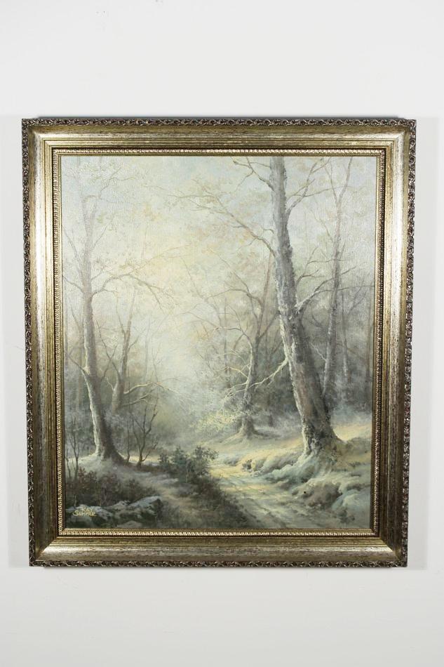 Ray Summer (American, 20th Century) Winter Scene, Oil on canvas,