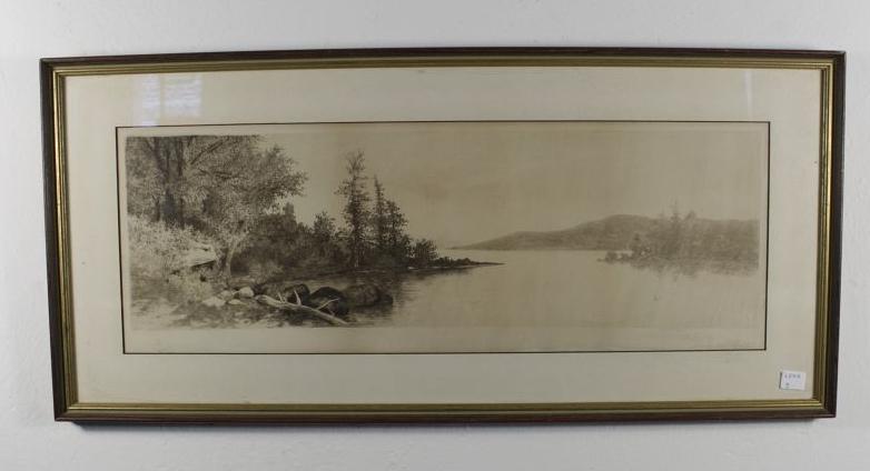 Ernest C. Rost (1866-1940) River Landscape, Engraving.