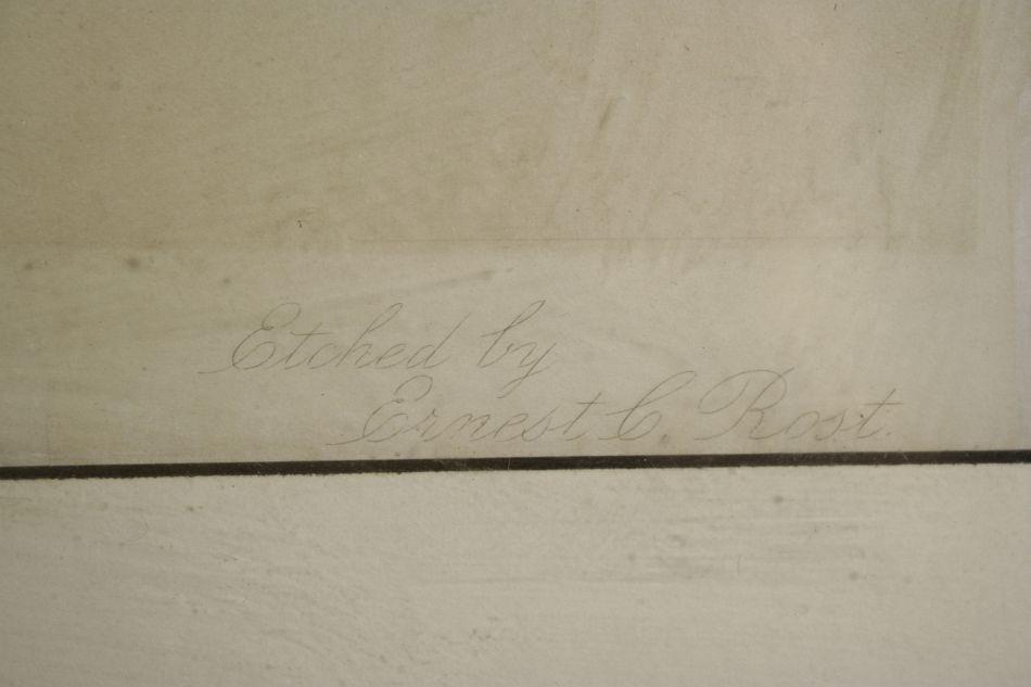 Ernest C. Rost (1866-1940) River Landscape, Engraving.