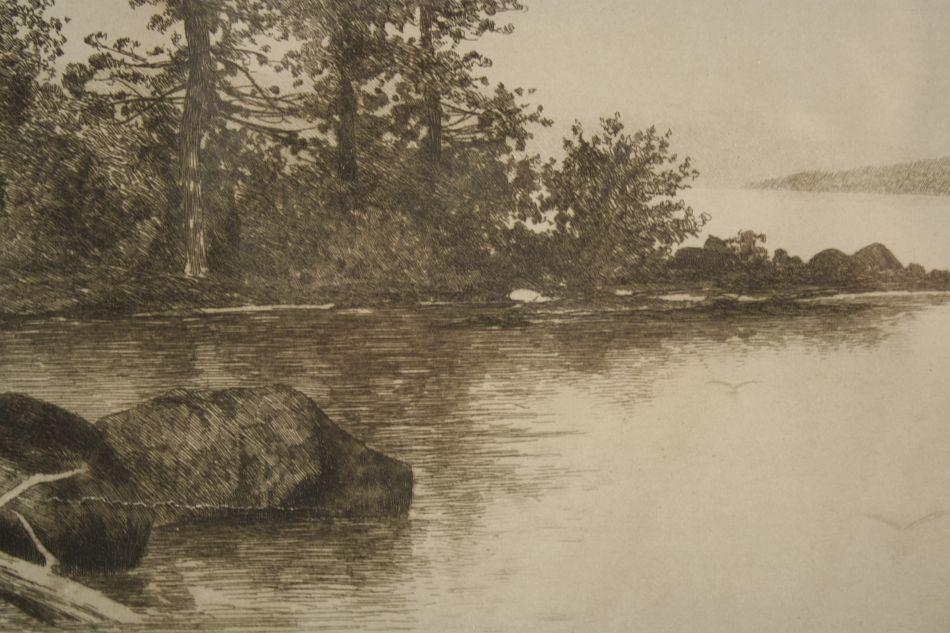Ernest C. Rost (1866-1940) River Landscape, Engraving.
