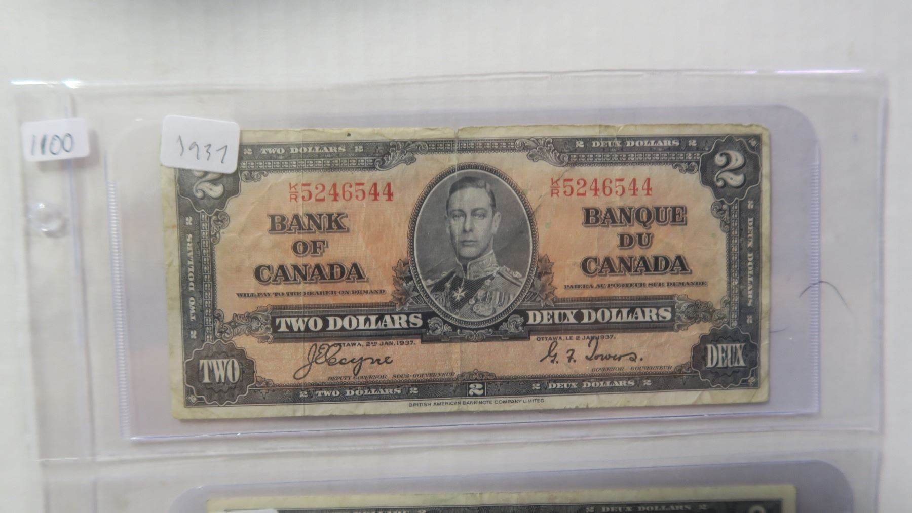 3 Canadian 2 dollar bills 1937, 1954, 1986