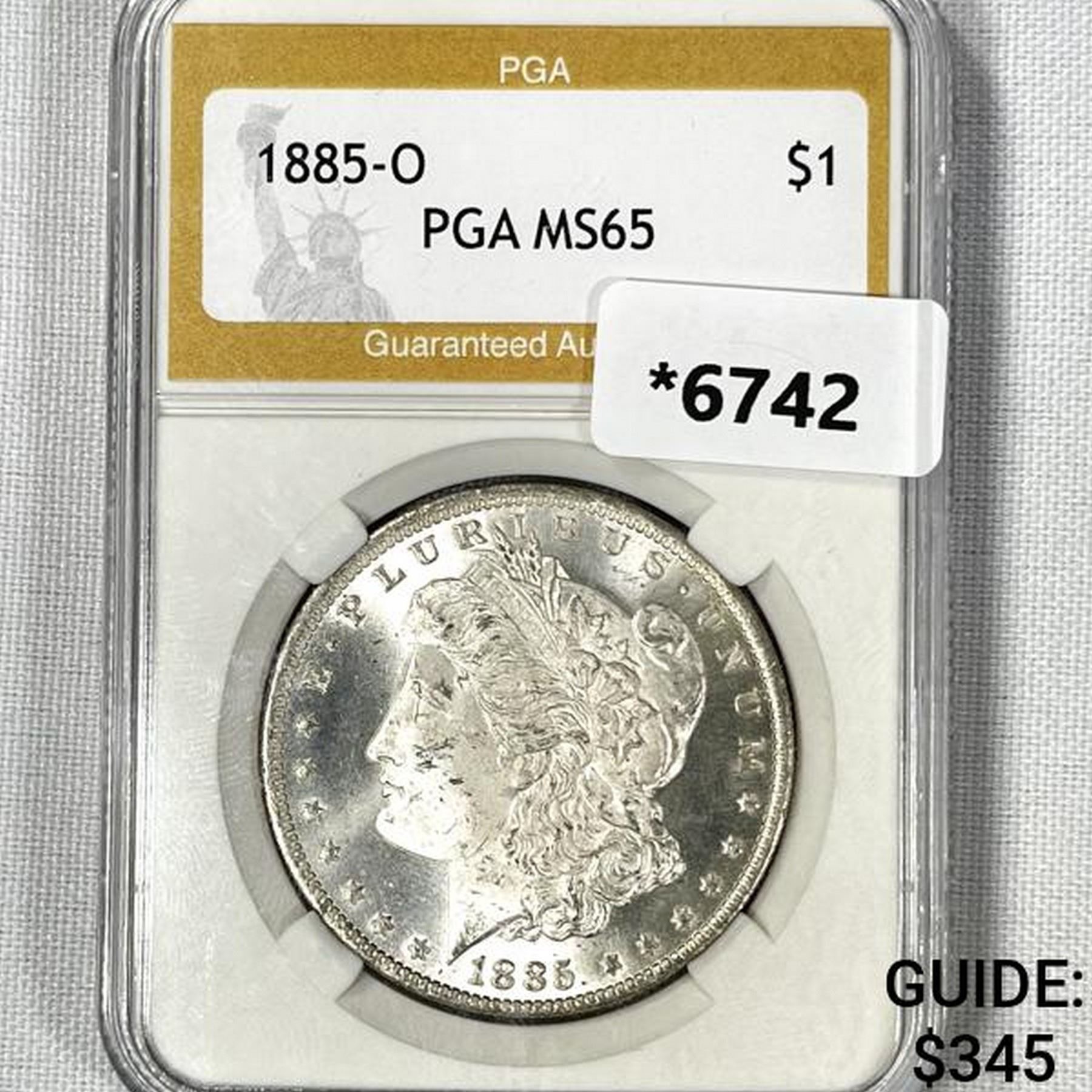 1885-O Morgan Silver Dollar PGA-MS65