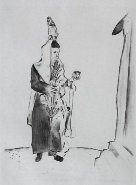 MARC CHAGALL Hand Signed Etching Rabbi 1922 Rare Judaica