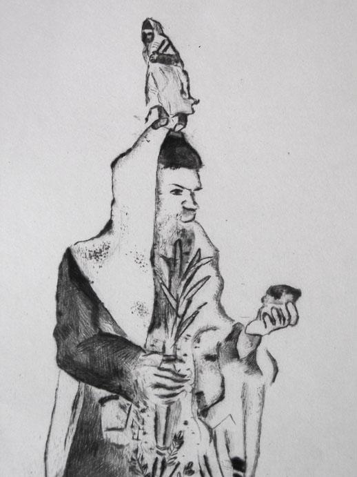 MARC CHAGALL Hand Signed Etching Rabbi 1922 Rare Judaica