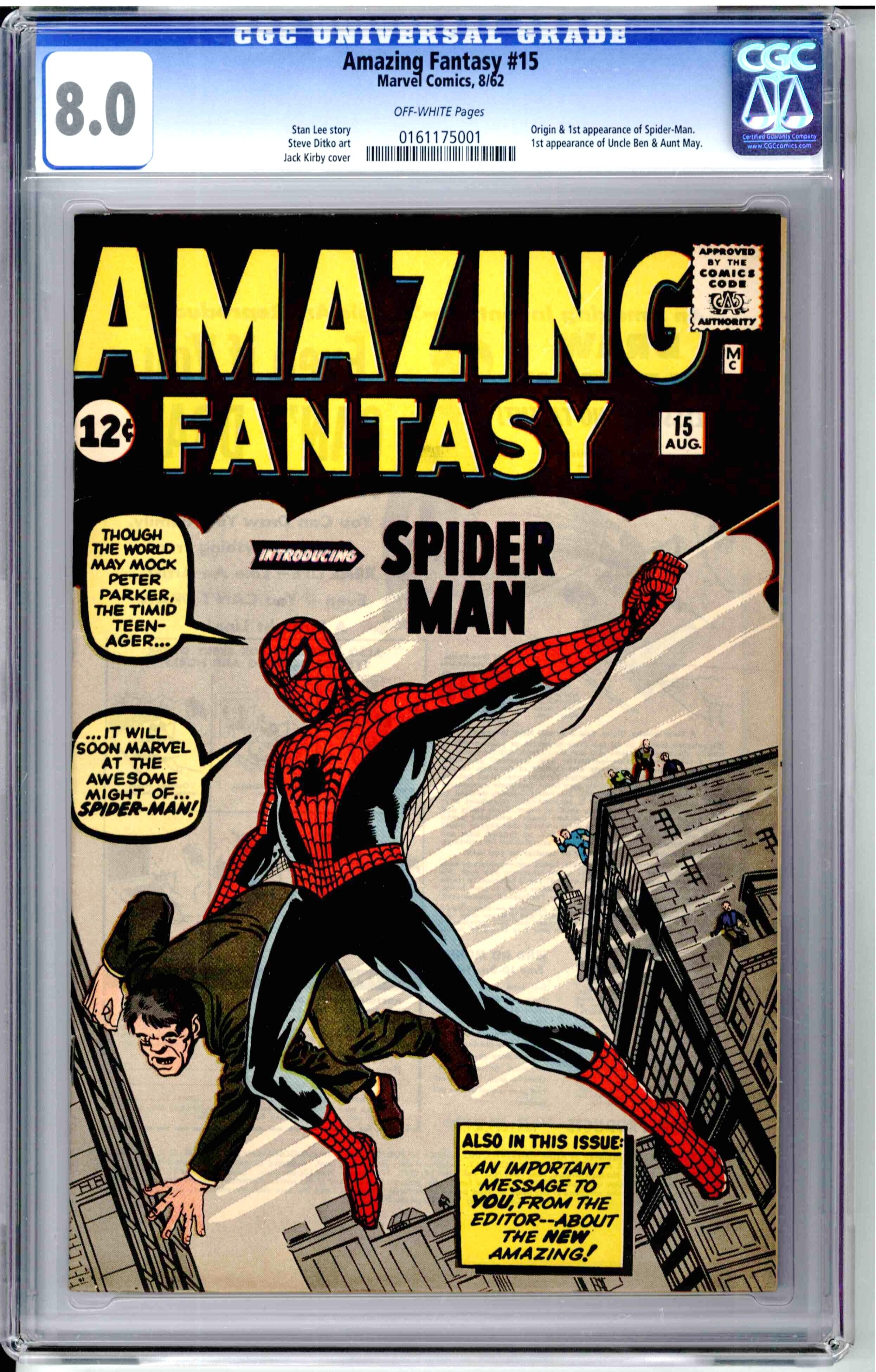 Amazing Fantasy #15 CGC 8.0 off white pages