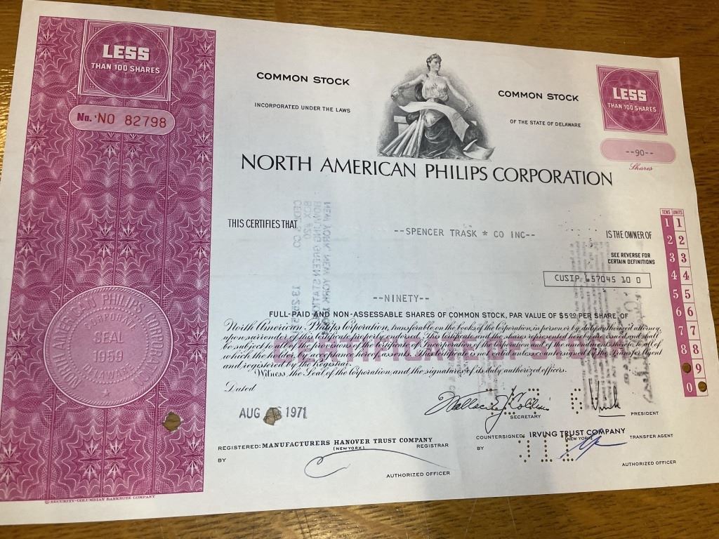 North American Philips Co. Stock Certificate