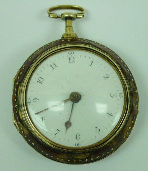 Tortoise shell pocket watch signed