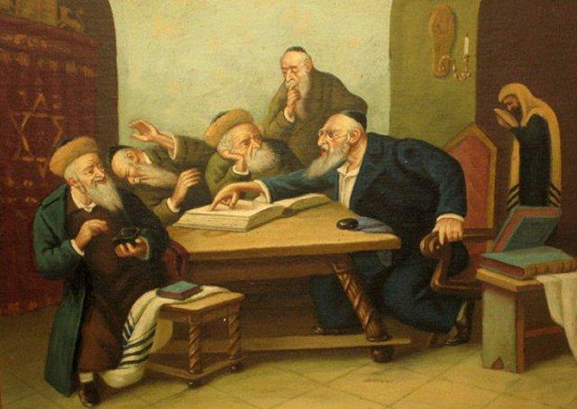 Painting "Rabbis Discussing Talmud"