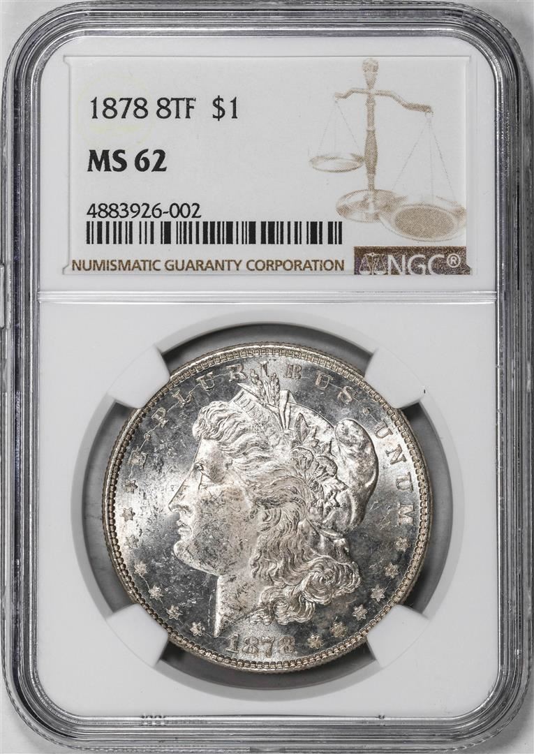 1878 8TF $1 Morgan Silver Dollar Coin NGC MS62