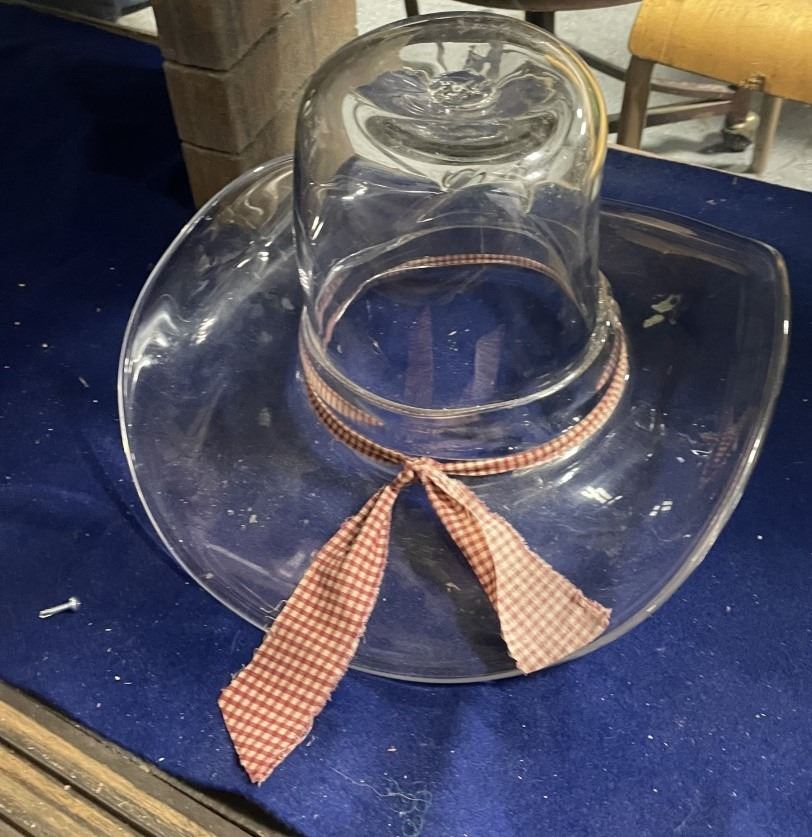 Glass Cowboy Hat , approx 12" height