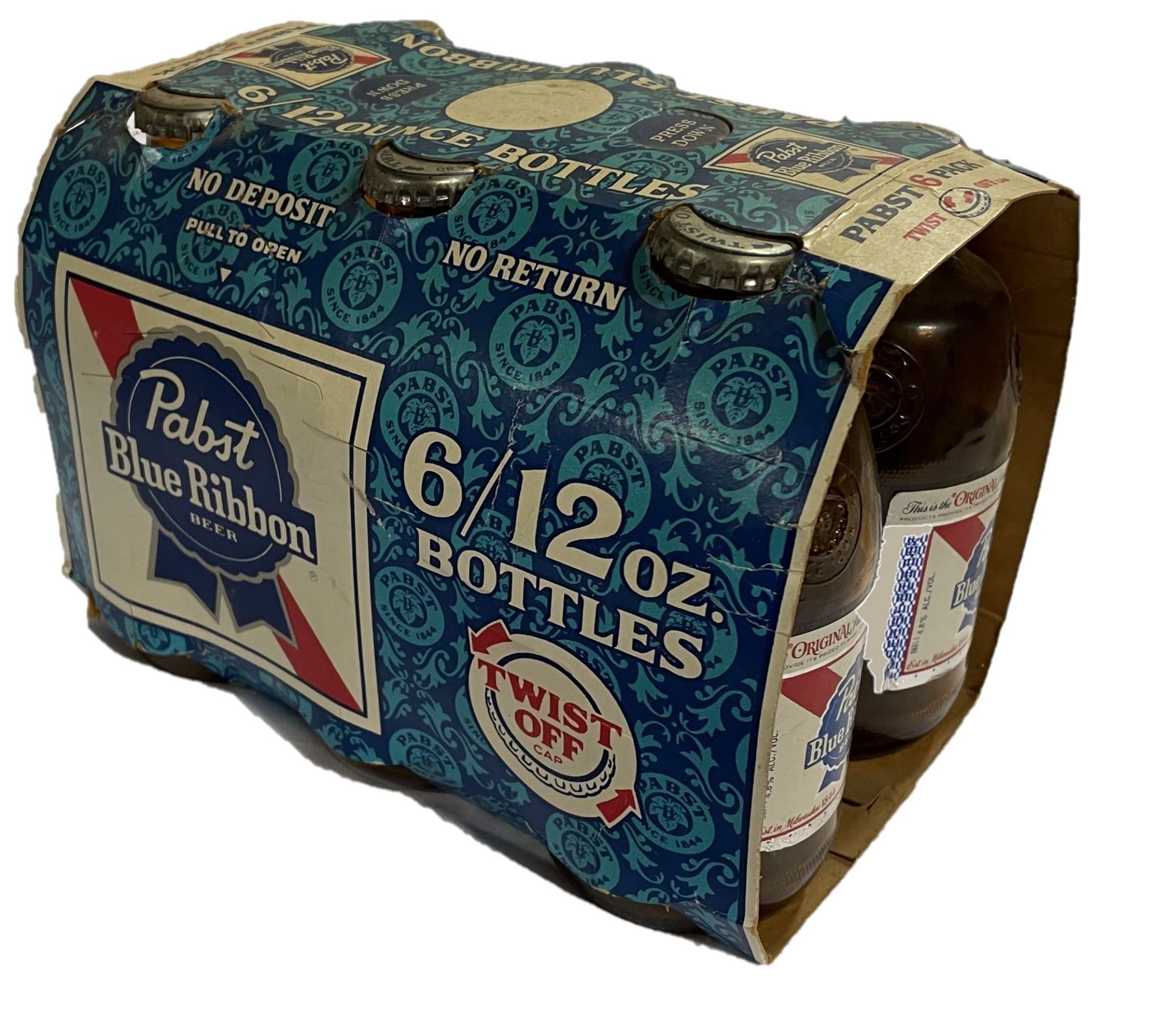 Pabst Blue Ribbon Red - 6 Pack Complete with Cardboard Holder
