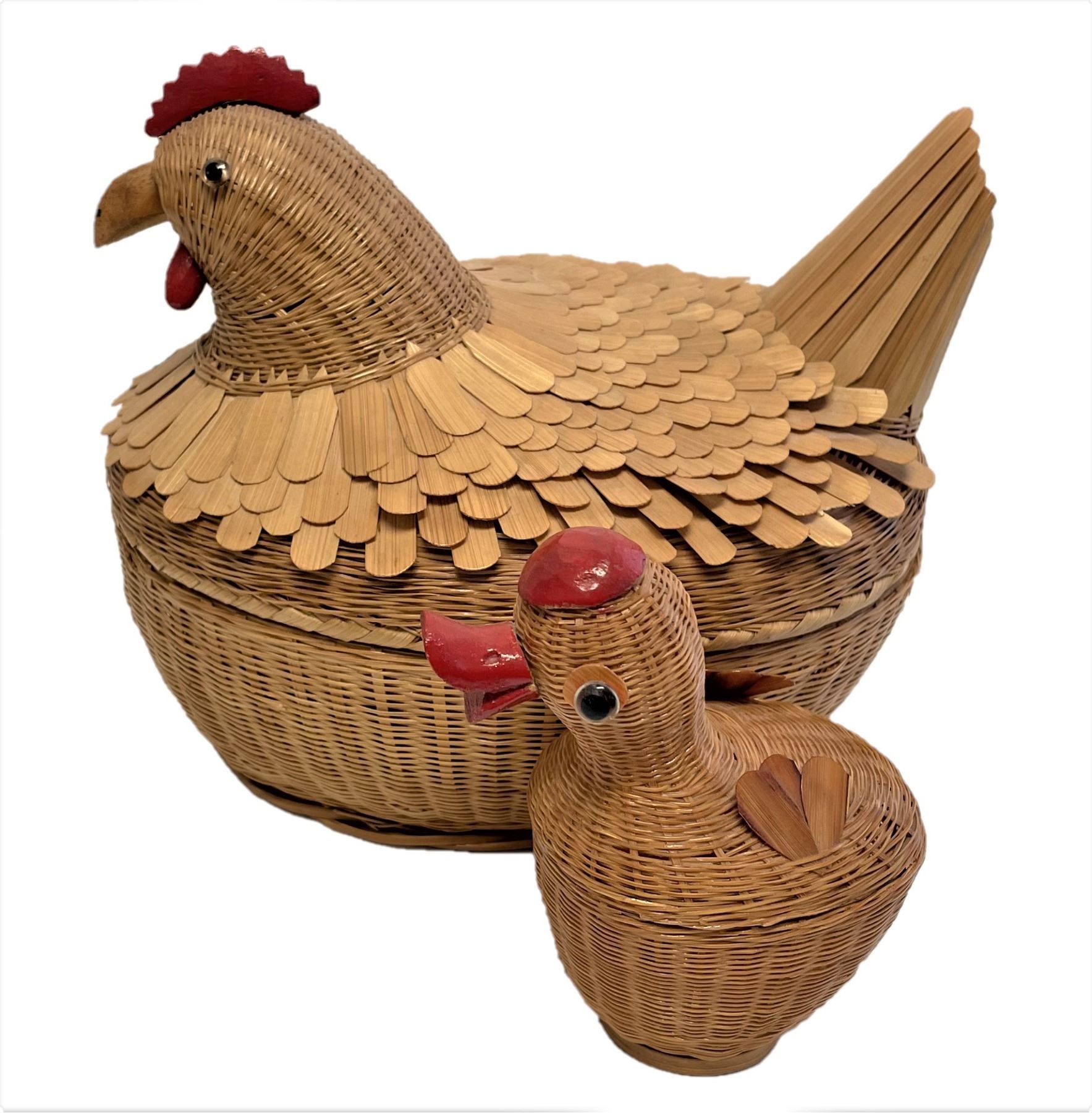 TWO Wicker Chicken Baskets