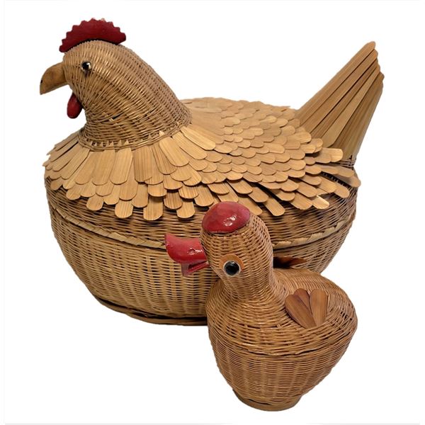 TWO Wicker Chicken Baskets