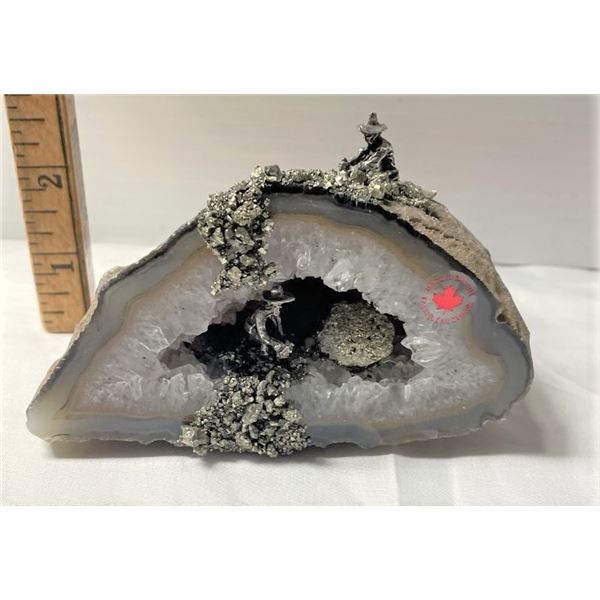 Miners in Geode, TWO Miners , Mineral Scene