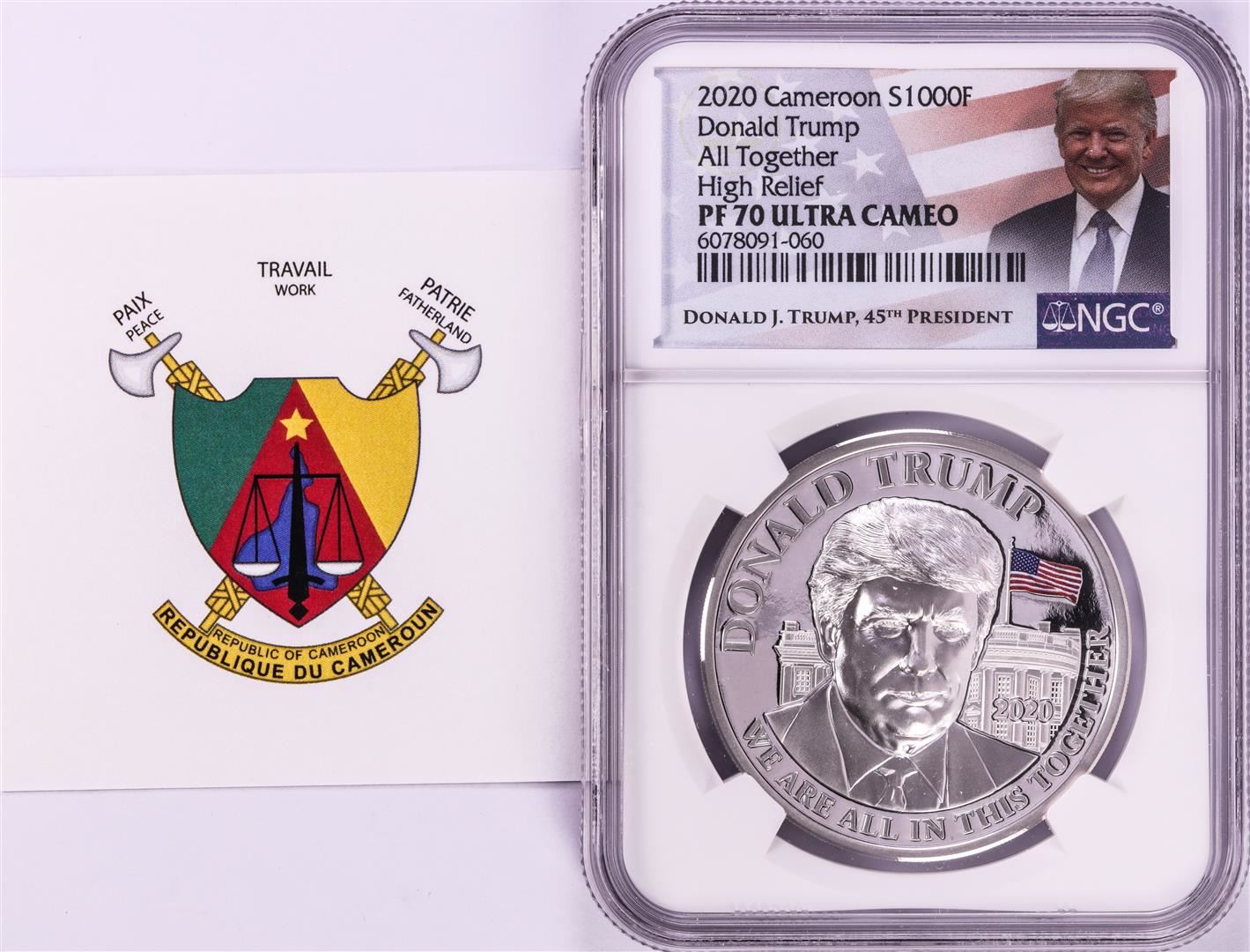 2020 Cameroon S1000F Donald Trump All Together High Relief PF 70 Ultra ...