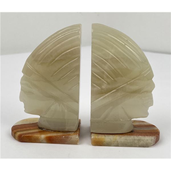 Pair of Marble Indian Head Bookends