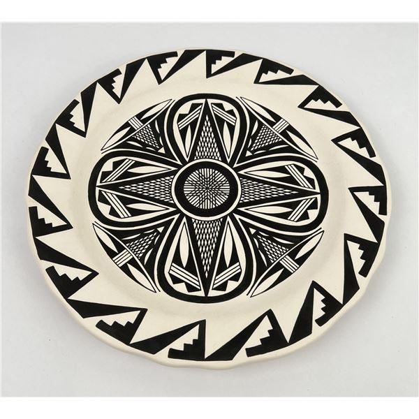 Acoma Pueblo Indian Pottery Plate Sanchez