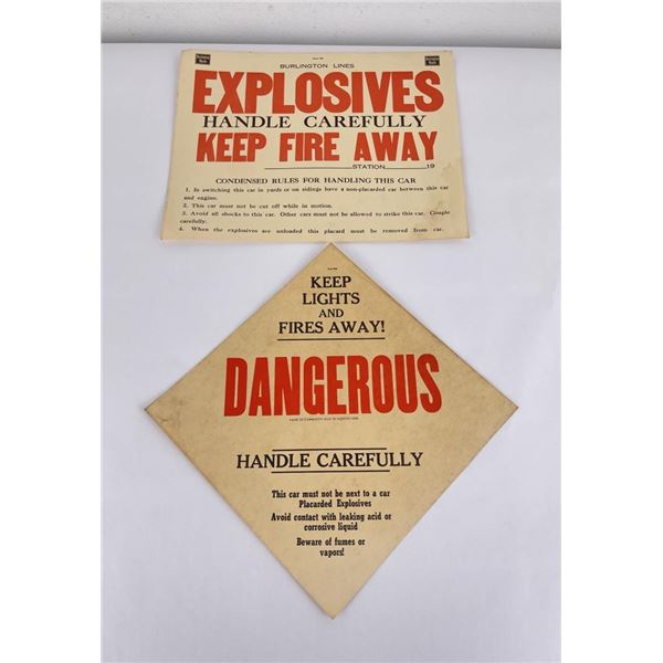 Burlington Railroad Explosives Signs