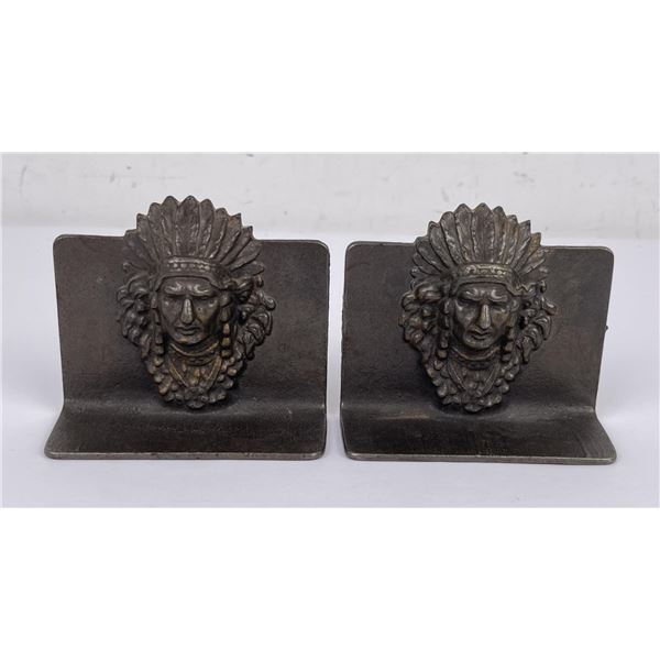 Cast Iron Indian Chief Bookends