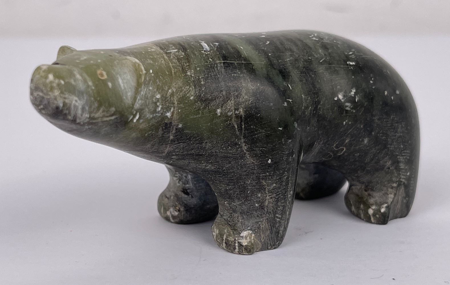 Alaskan Inuit Eskimo Soapstone Polar Bear Carving