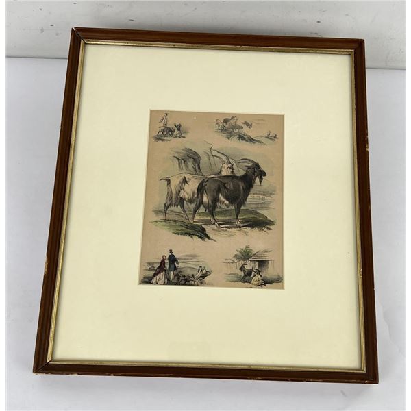 Antique European Pastoral Farm Lithograph