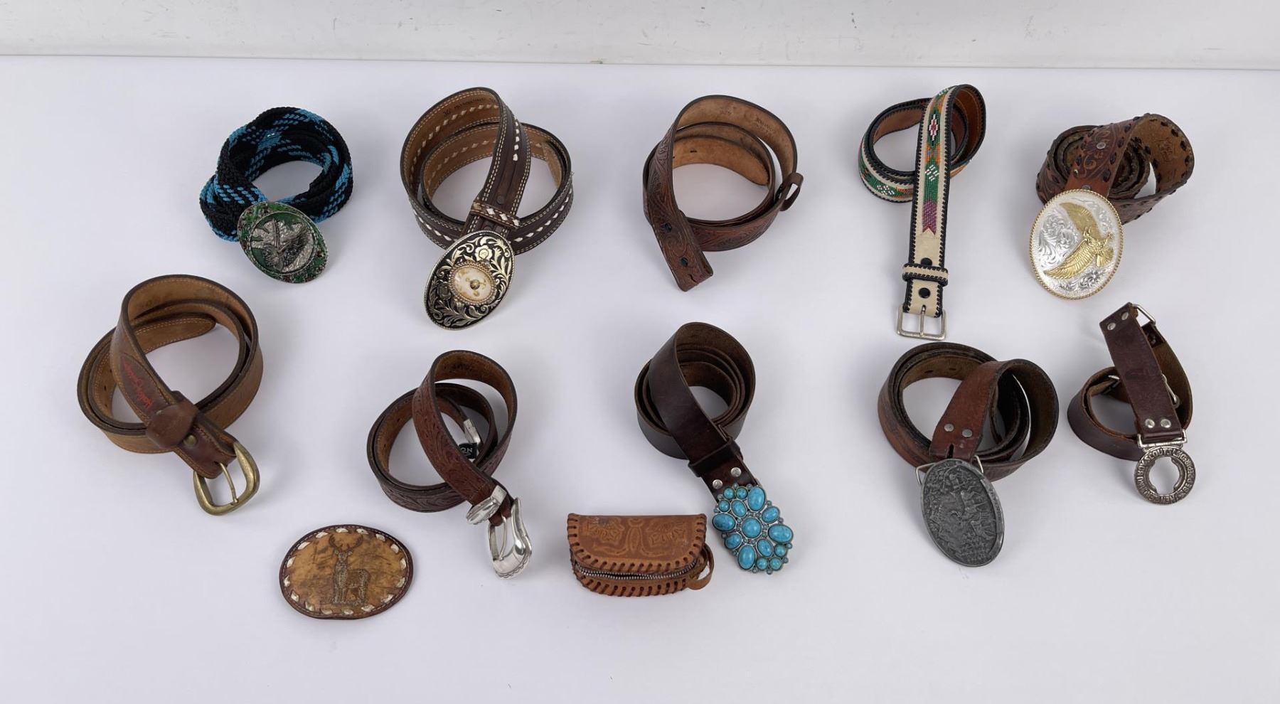 Collection of Vintage Cowboy Belts Buckles