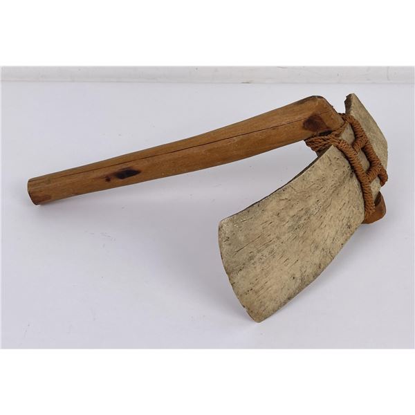 South Pacific Tribal Bone and Wood Hoe Adze