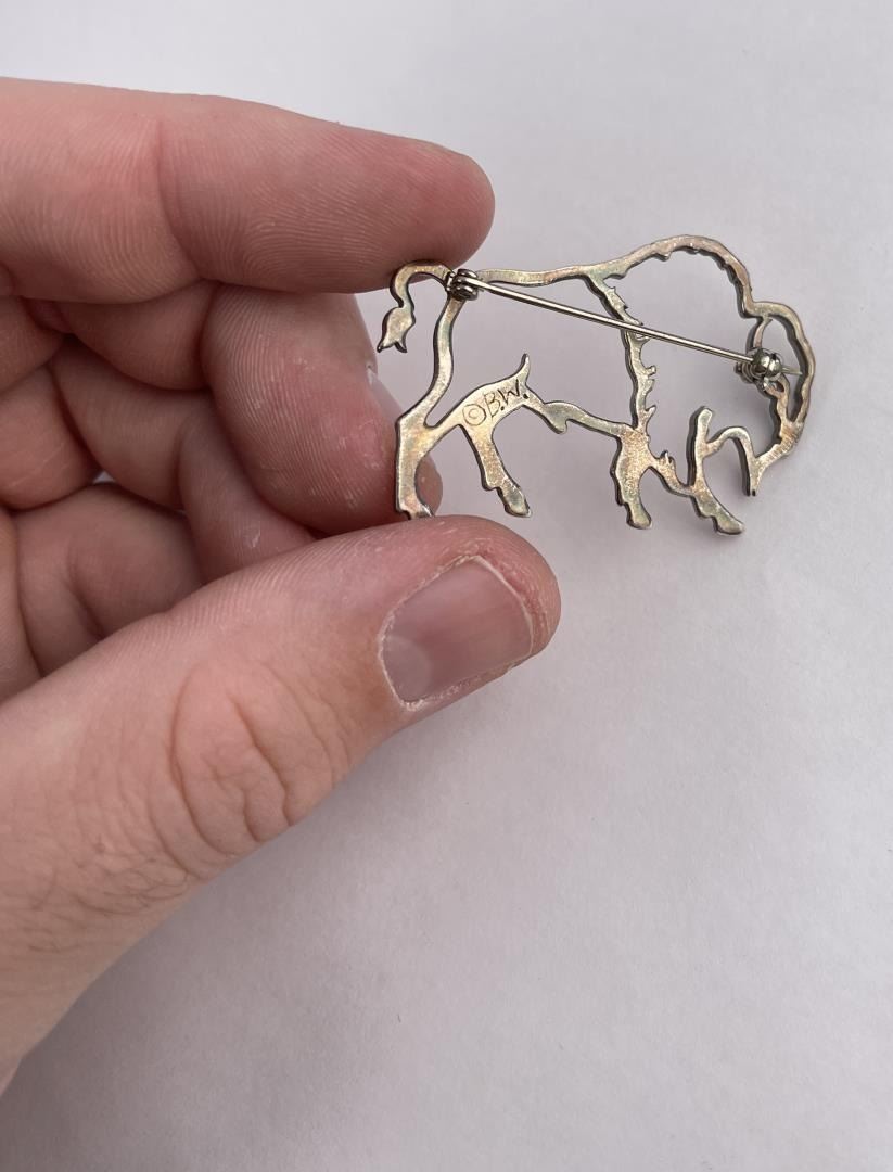 Belinda Woody Navajo Sterling Silver Buffalo Pin