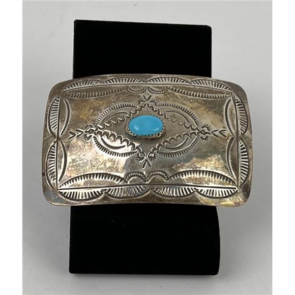 Navajo Sterling Silver Turquoise Belt Buckle