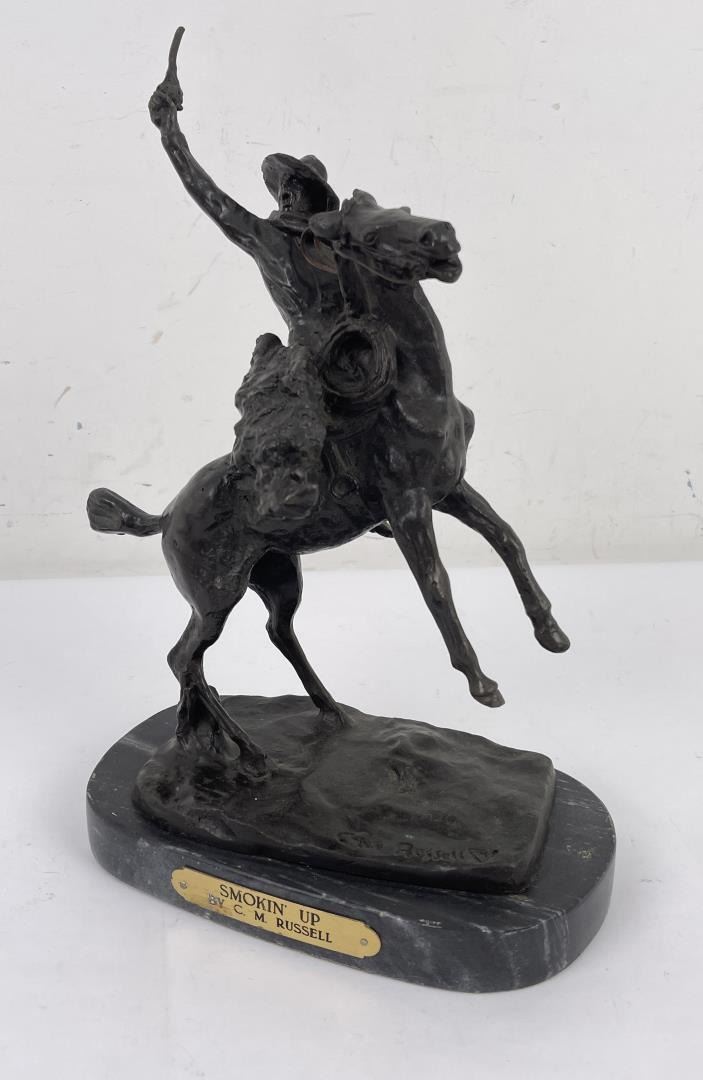 Charles M Russell Bronze Smokin Up