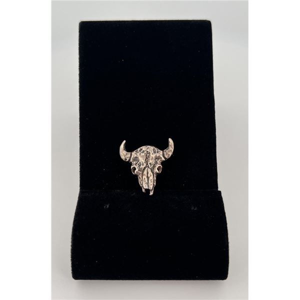 Charles Russell Silver Buffalo Skull Brooch