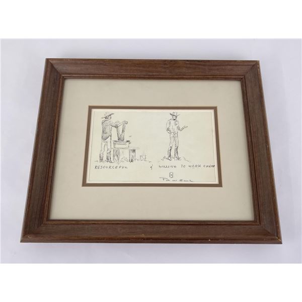 Ace Powell Montana Cowboy Pen and Ink