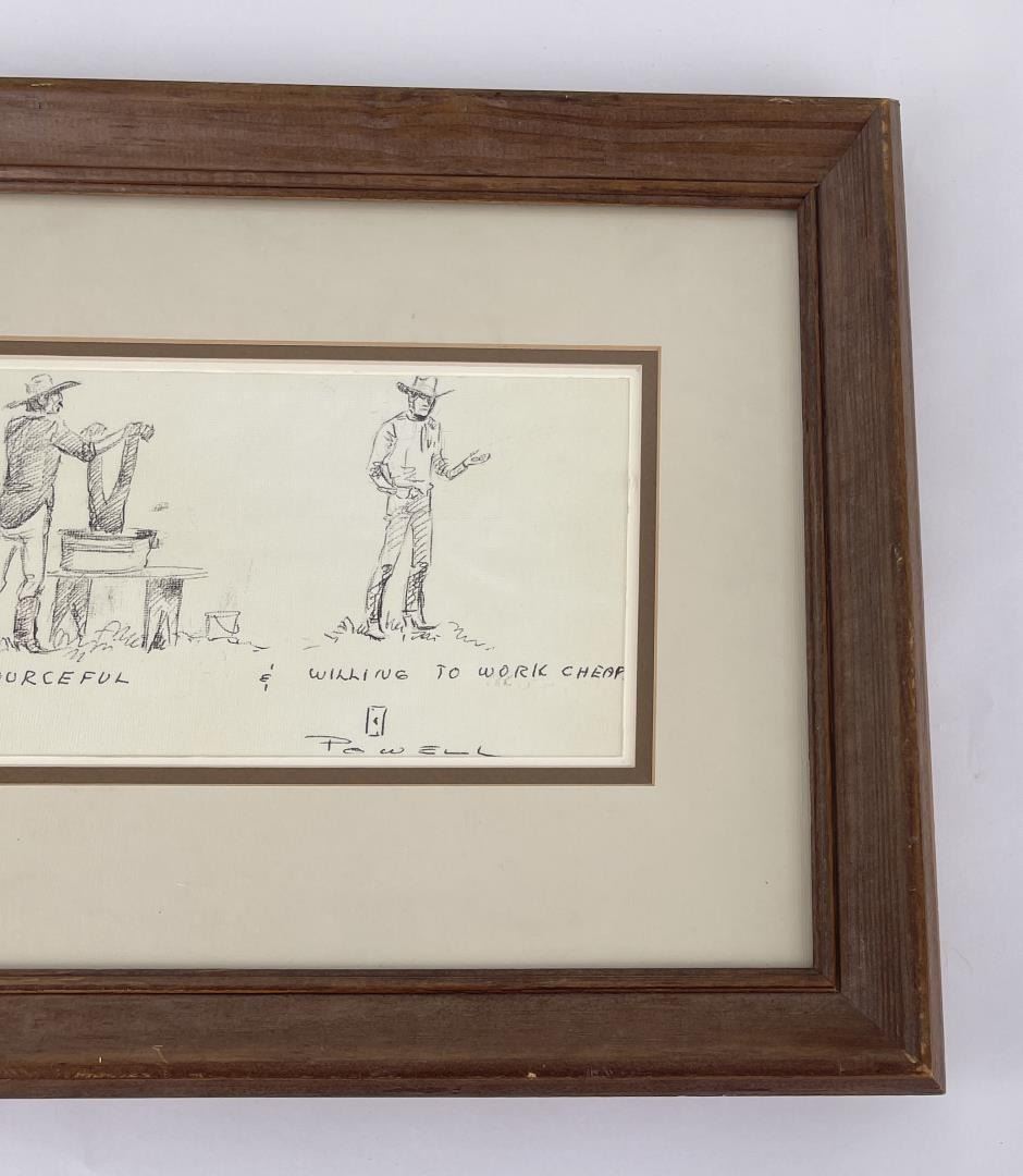 Ace Powell Montana Cowboy Pen and Ink