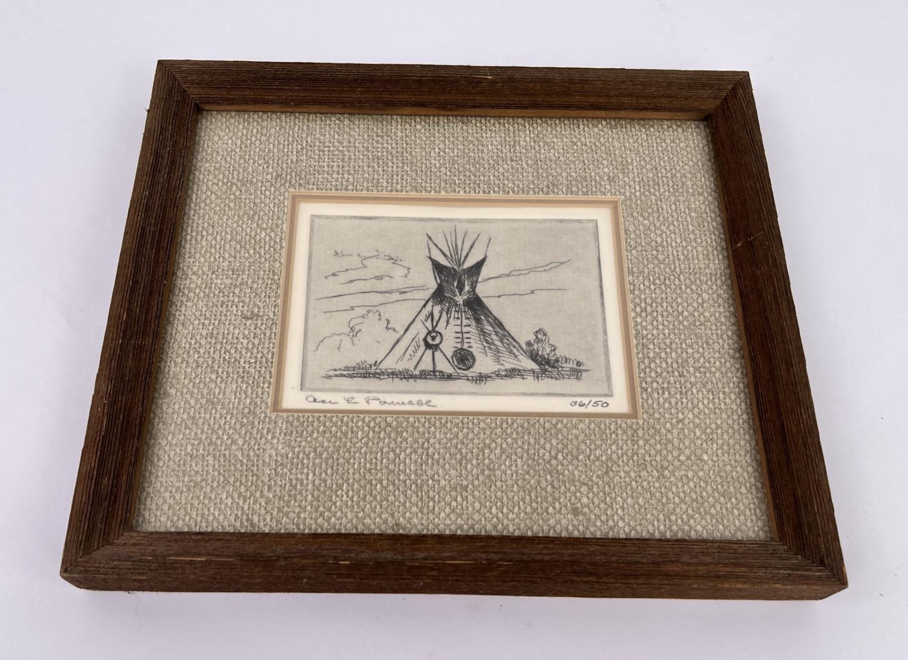 Ace Powell Engraving Montana Indian Tipi