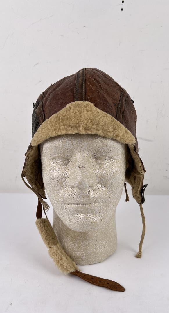WW2 Army Air Corps Fleece Leather Flying Cap