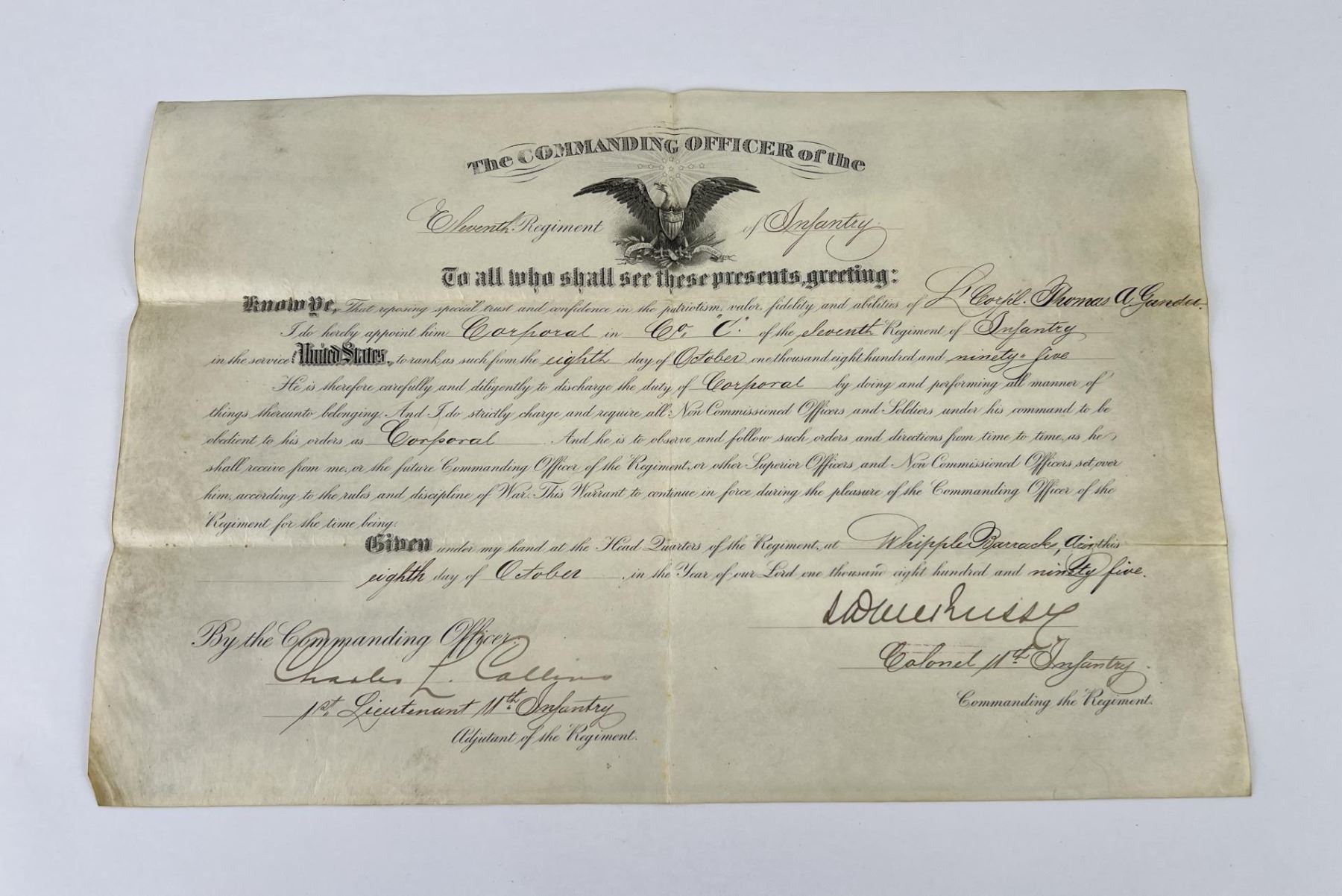 1865 Civil War 11th Infantry Document