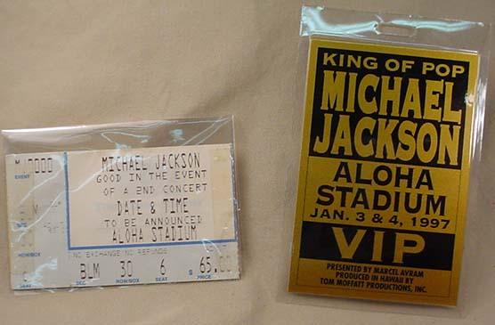 1997 MICHAEL JACKSON VIP PASS AND CONCERT TICKET
