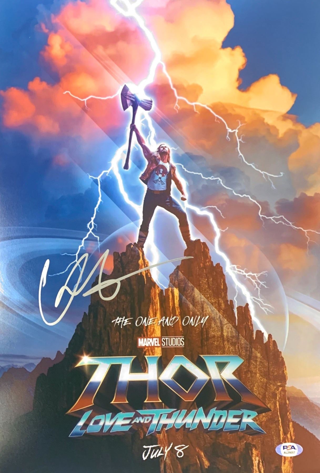 Autographed Thor Love and Thunder PSA Poster